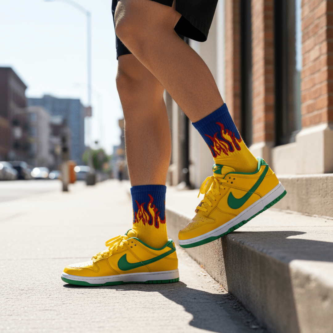 Shop Fire Print Shock with Full-Length Socks: Elevate Your Style and ...